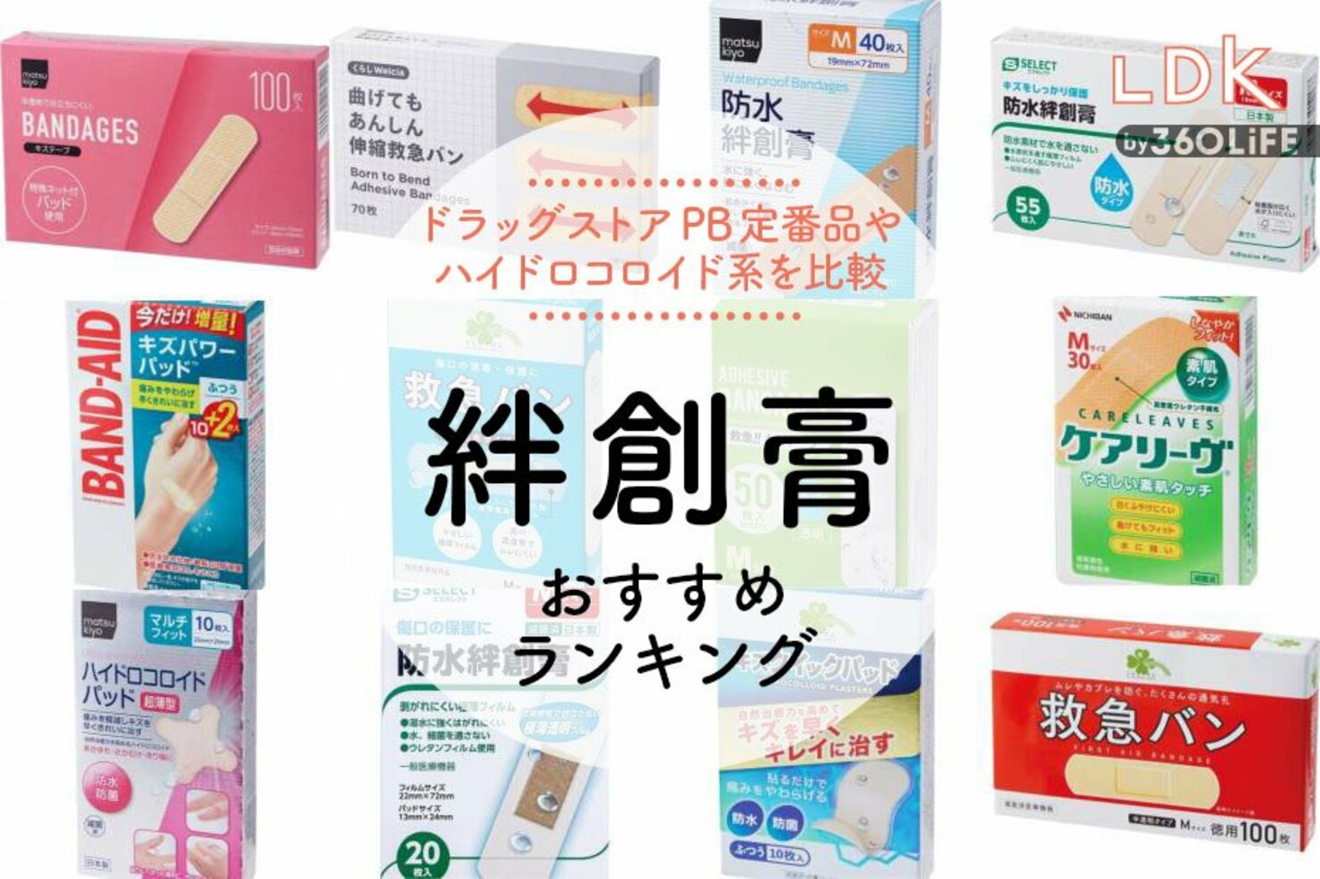絆創膏のおすすめランキング15選。ドラッグストアPB商品中心にLDKが安い商品を比較